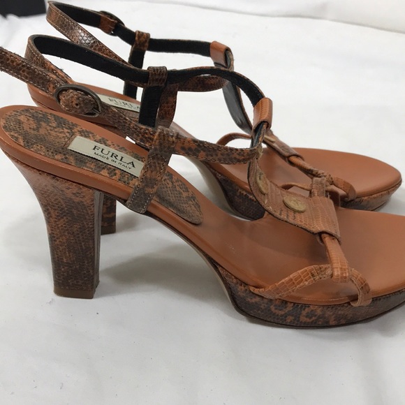 Furla | Shoes | Furla Python Snakeskin Strappy Heels 37 | Poshmark